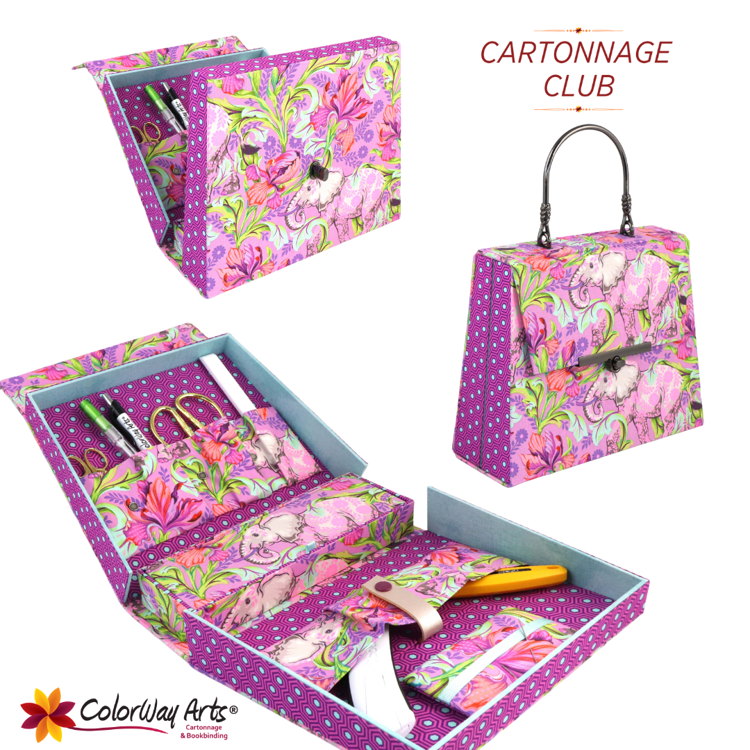 Cartonnage Fabric Carry All Purse_Box | Cartonnage school
