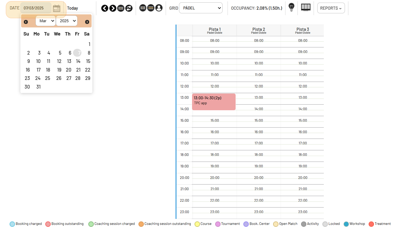 Exploring the booking grid – TPC Matchpoint